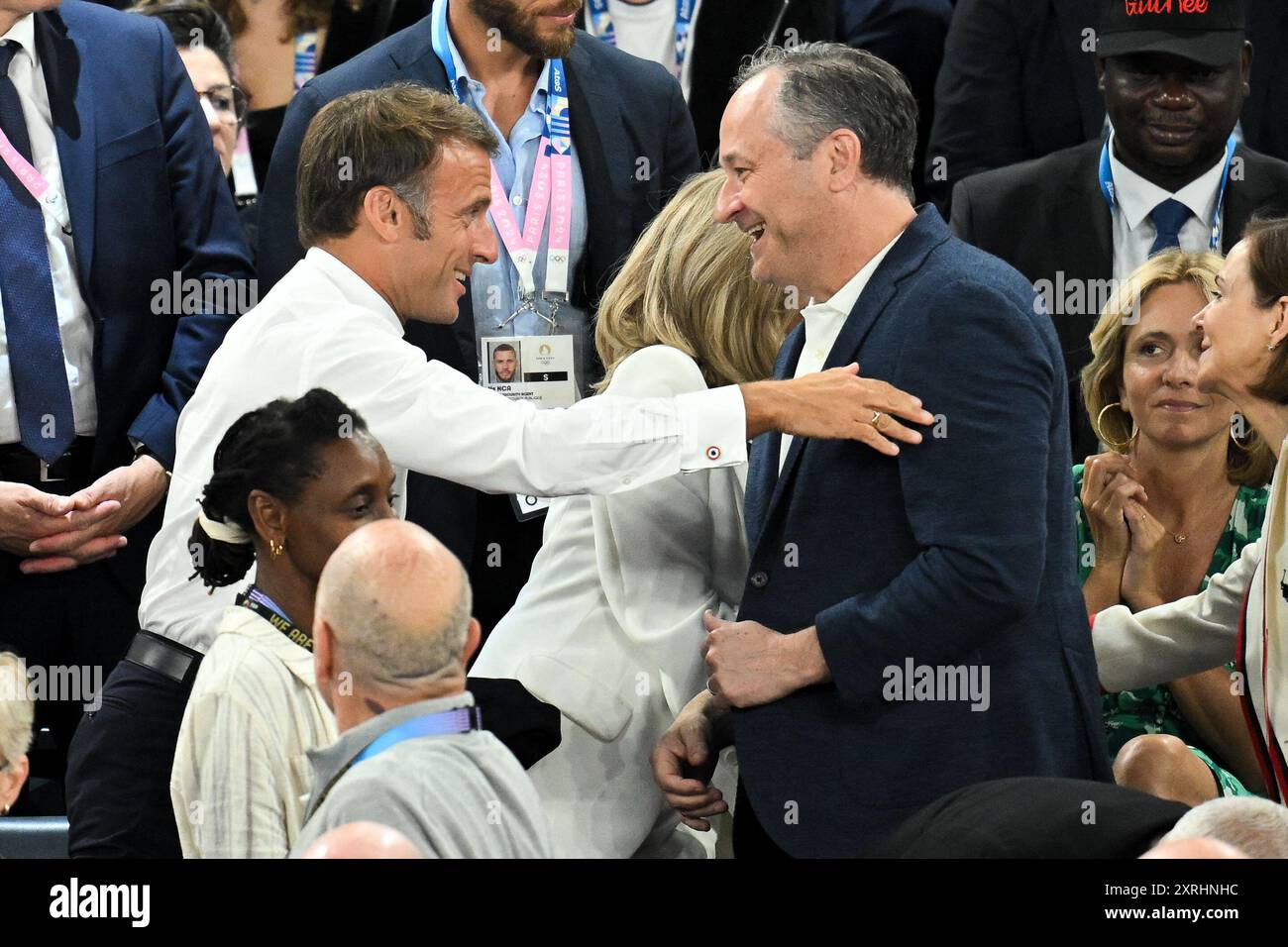 Paris, France. 10th Aug, 2024. French President, Emmanuel Macron and ...
