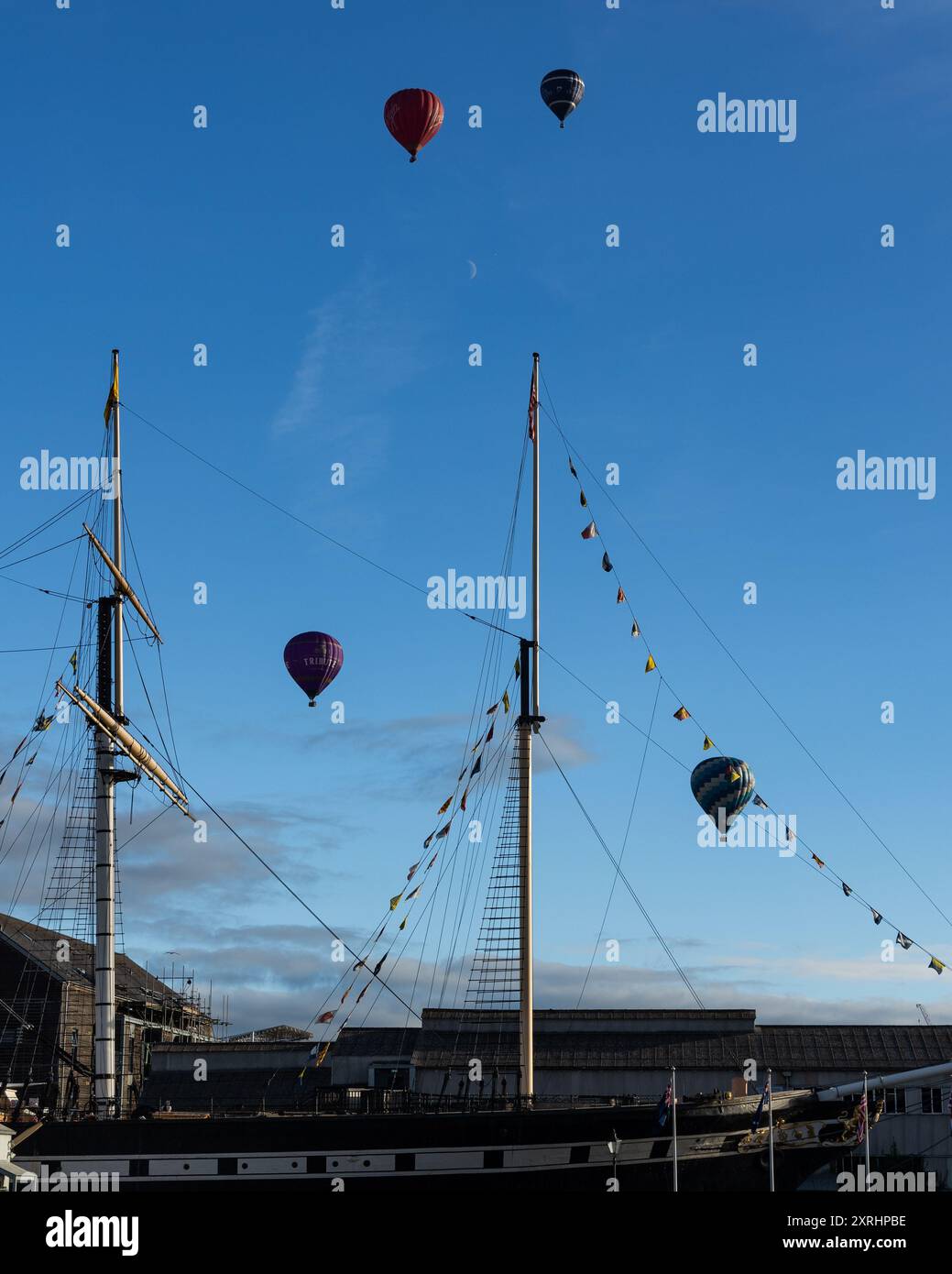Balloons from the Bristol Balloon Fiesta over the Bristol Docks Stock ...