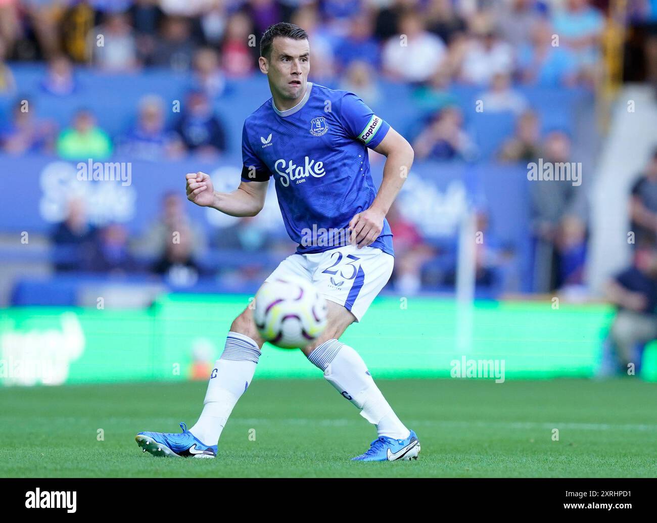 Liverpool, England, 10th August 2024. Seamus Coleman of Everton during ...