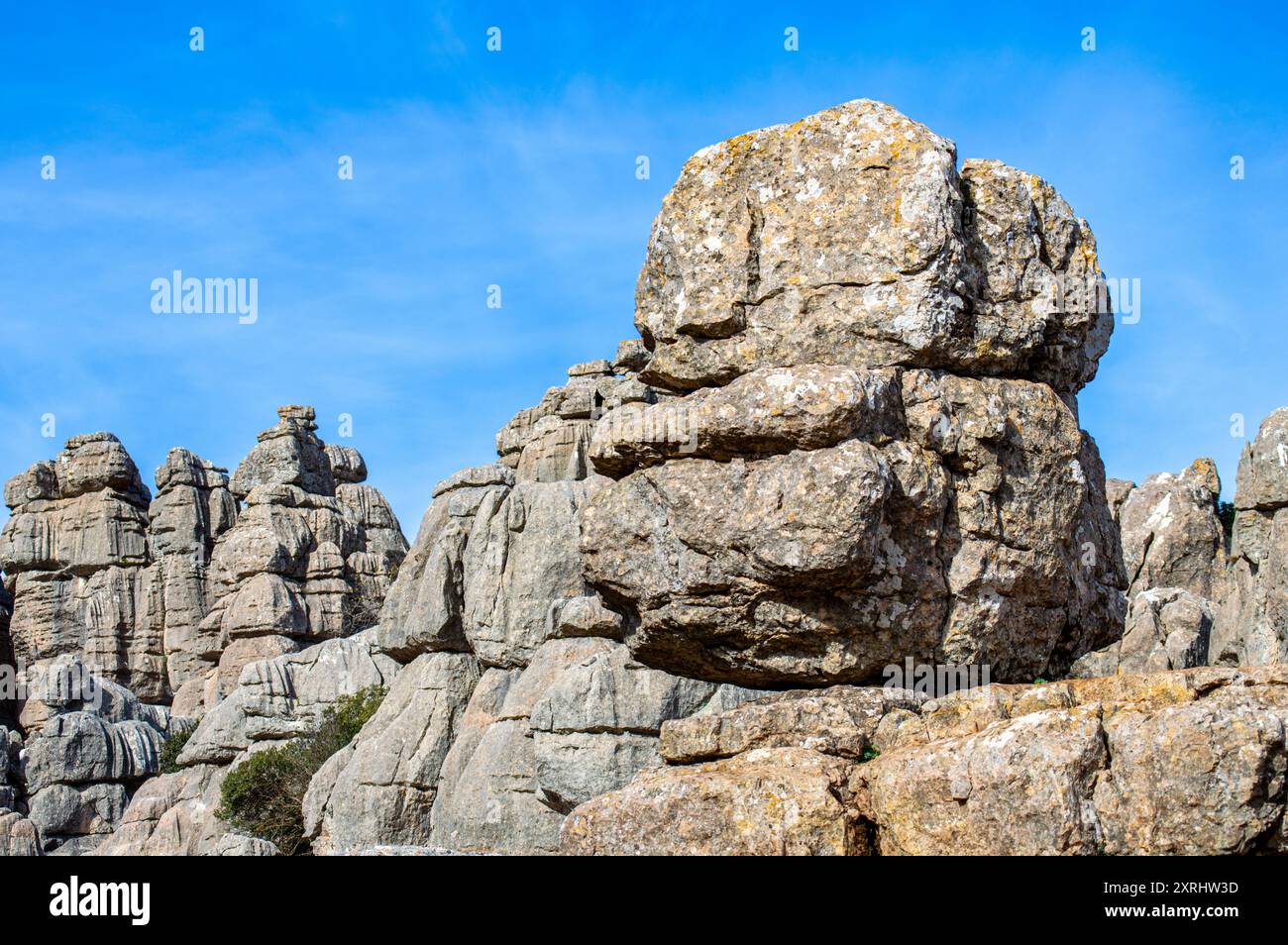 Hiking in the Torcal de Antequerra National Park, limestone rock ...