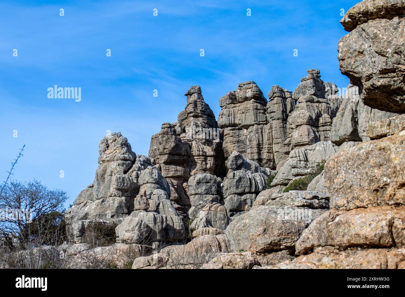 Hiking in the Torcal de Antequerra National Park, limestone rock ...