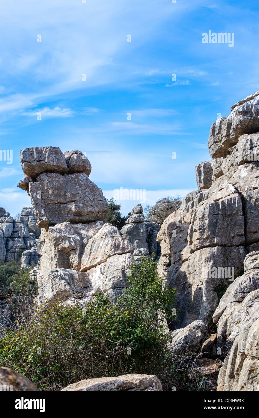 Hiking in the Torcal de Antequerra National Park, limestone rock ...