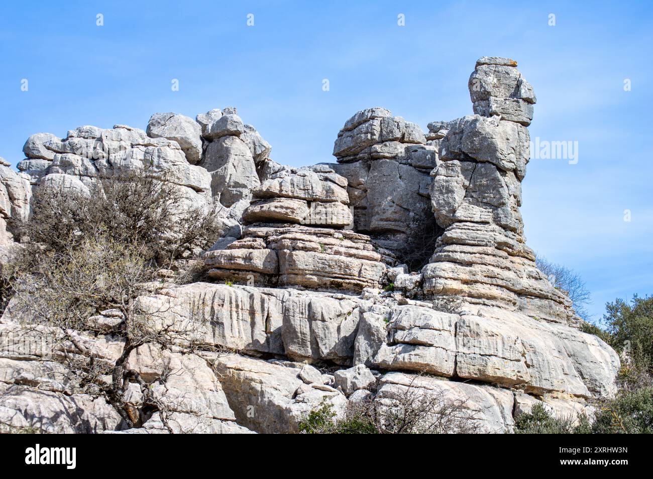 Hiking in the Torcal de Antequerra National Park, limestone rock ...