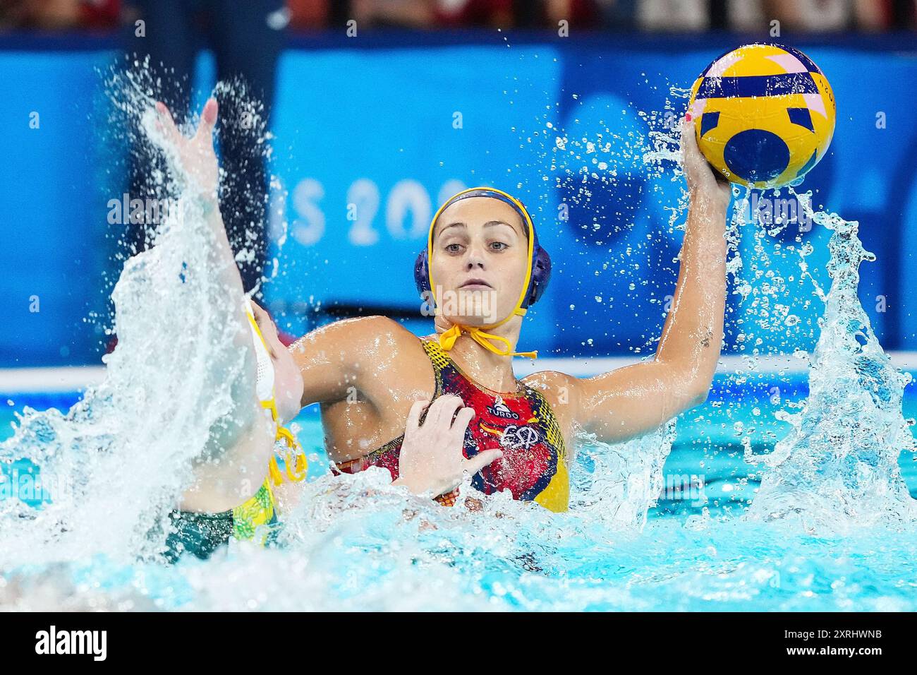 Paris, France. 10th Aug, 2024. Paula Crespi Barriga of Spain attacks ...