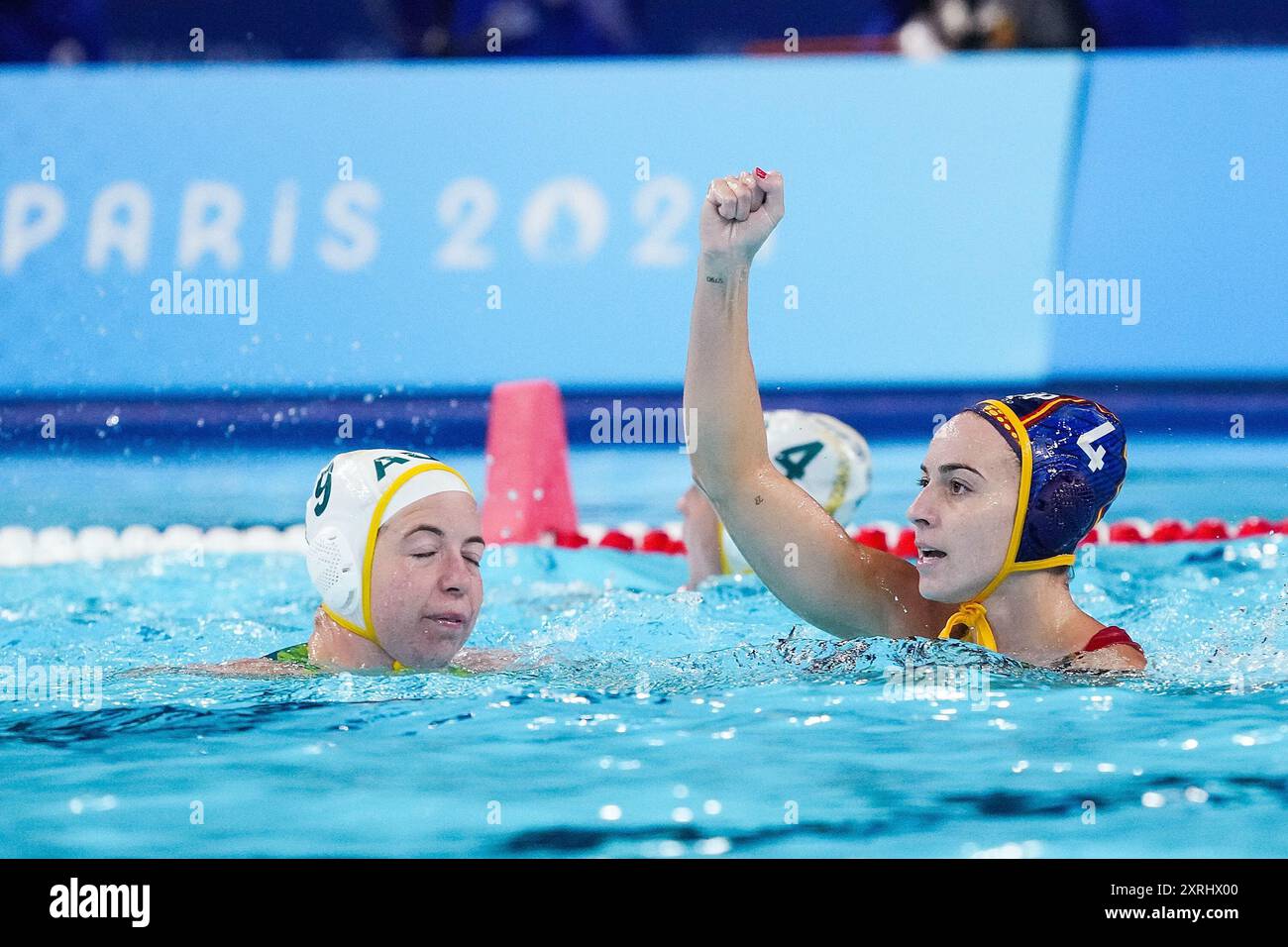 Paris, France. 10th Aug, 2024. Bea Ortiz (R) of Spain celebrates during ...