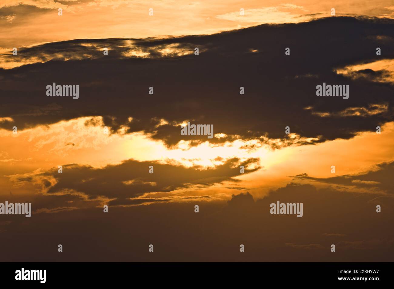 Very dramatic sunset clouds on the sky. Copy space for placement of ...