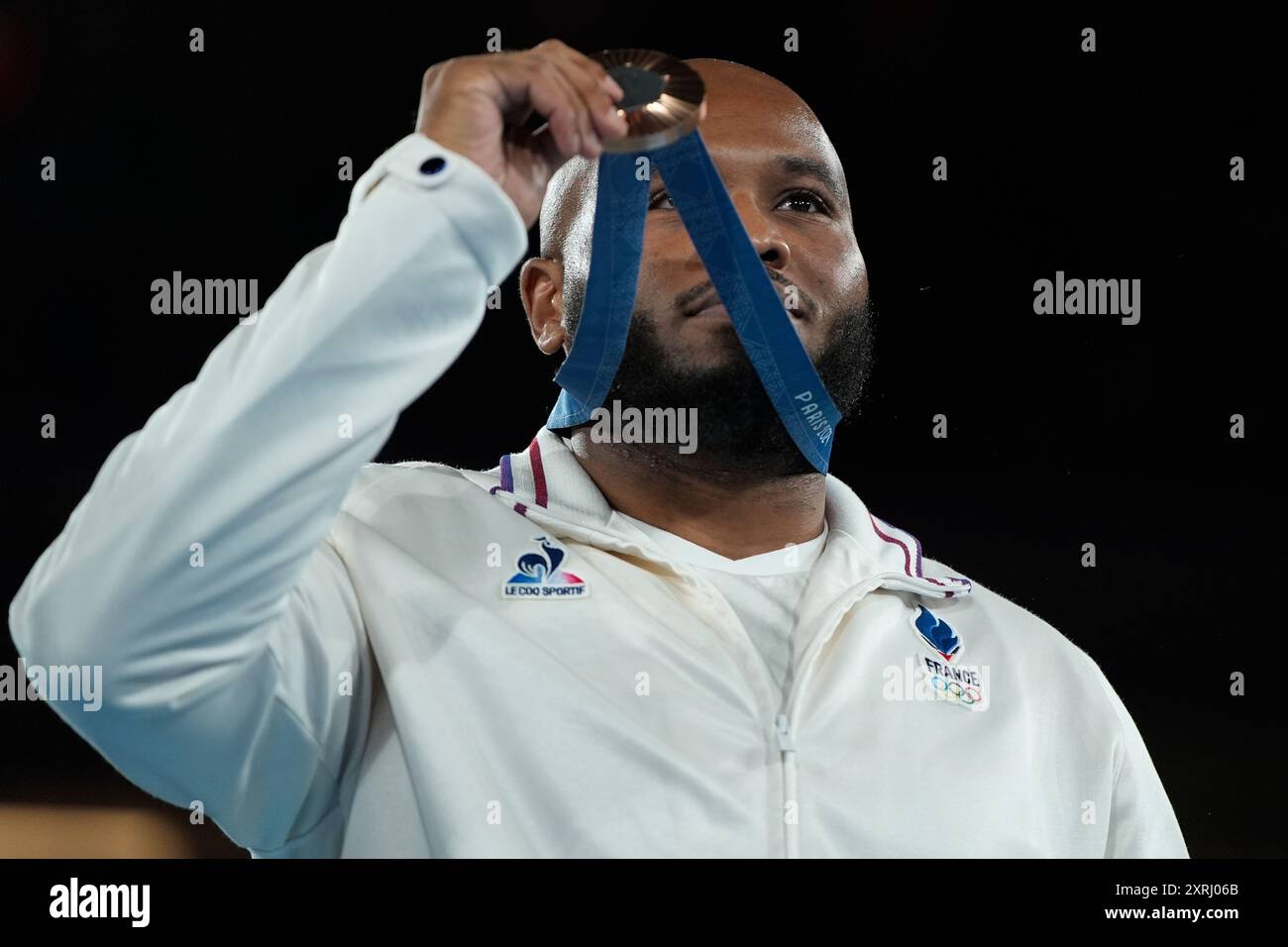 Bronze medalist France's Djamili-Dini Aboudou poses during a medals ...