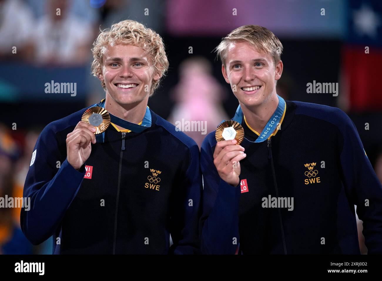 Sweden's David Ahman, left, and Jonatan Hellvig celebrate with their ...