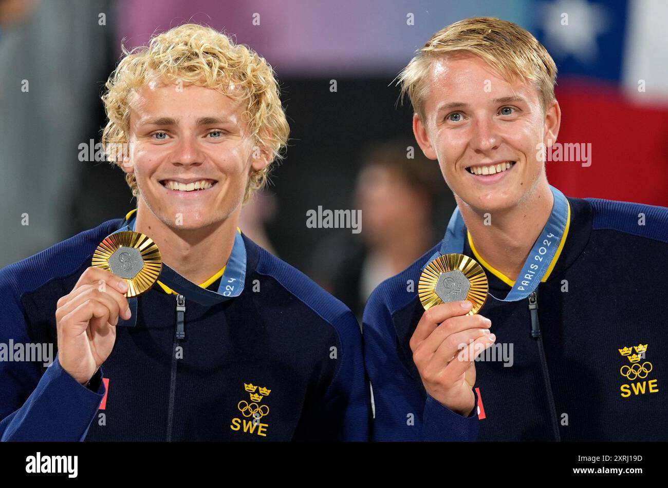 Sweden's David Ahman, left, and Jonatan Hellvig celebrate with their ...