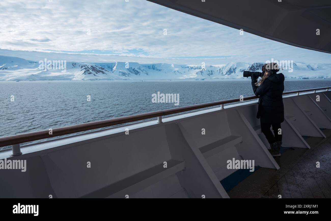 Female Photographer Antarctica Cruise Ship Professional Telephoto Lens ...