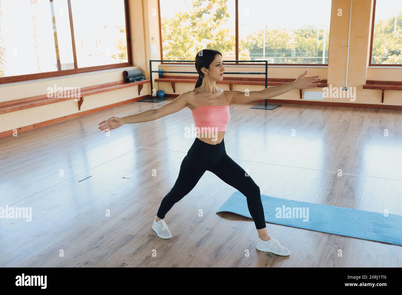 Open Arms And Standing Body For Stretching Stock Photo - Alamy