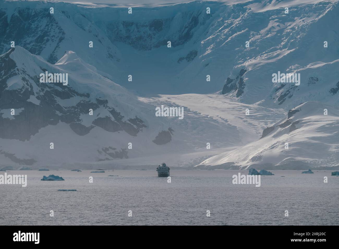 Antarctica Expedition Cruise Ship Sails Towards Us Wide Landscape Giant ...