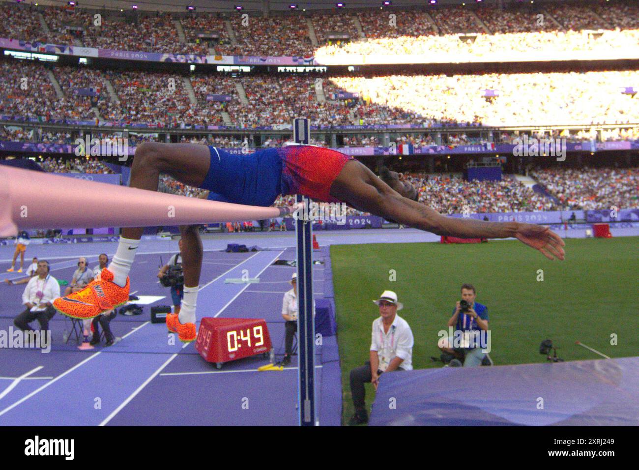 United States' Shelby McEwen competes in the men's high jump final of ...
