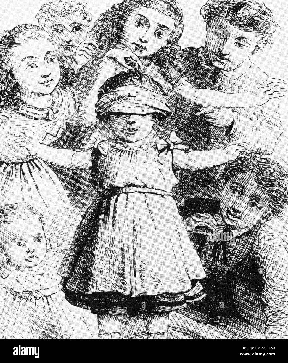 Children playing blind man's bluff, circa 1880 Stock Photo - Alamy