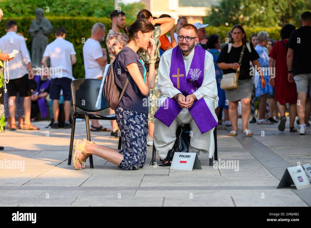 Pilgrims confessing in Medjugorje during Mladifest 2024, the youth festival Stock Photo - Alamy
