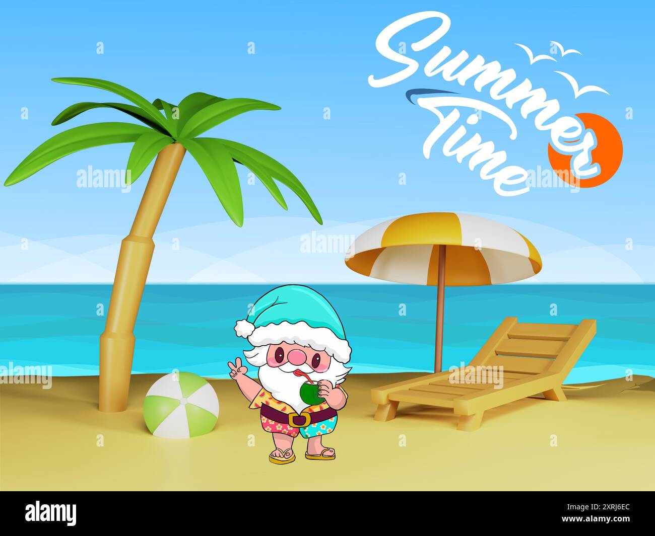 Santa claus in beach Stock Vector Images - Alamy