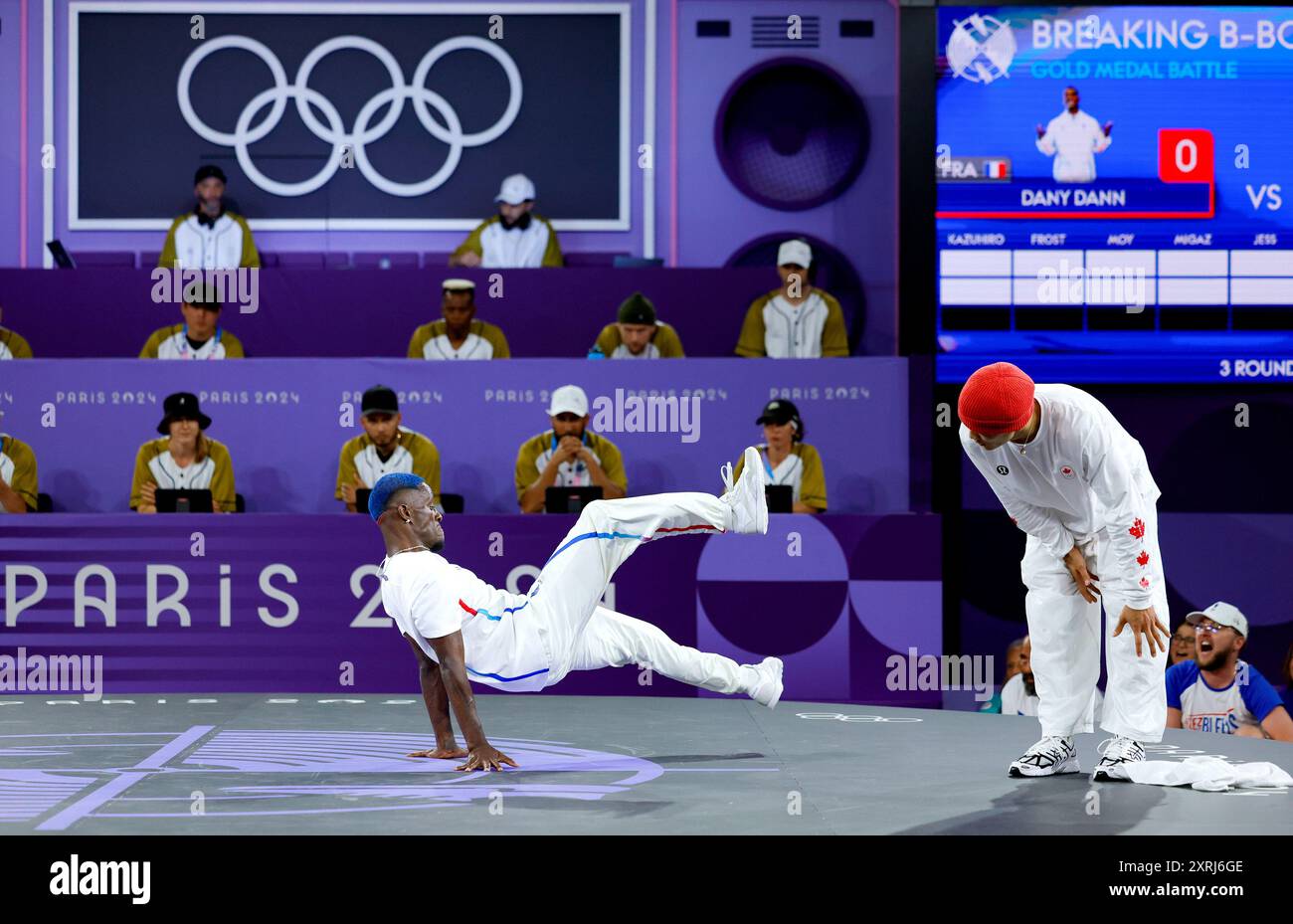 Paris, France. 10th Aug, 2024. Danis Civil (L) of France, known as B ...