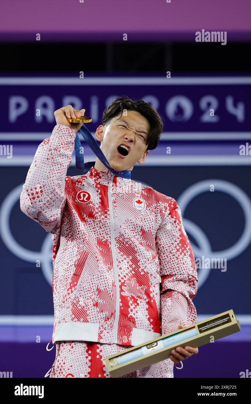 Paris, France. 10th Aug, 2024. Gold medalist Philip Kim of Canada ...