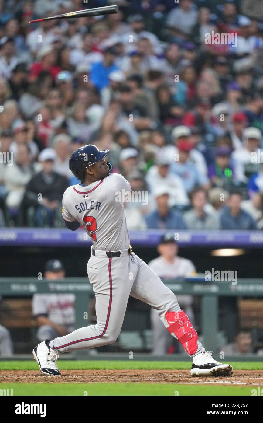 August 9 2024: Atlanta right fielder Jorge Soler (2) gets a hit and ...