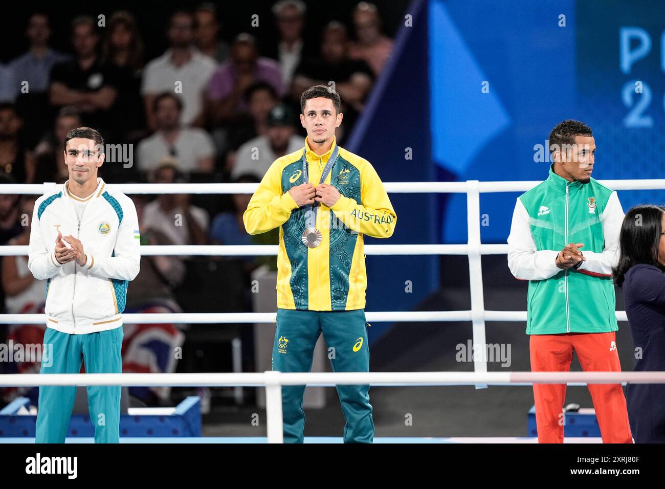 Bronze Medallist Charlie Senior of Australia poses after Men's 57kg ...