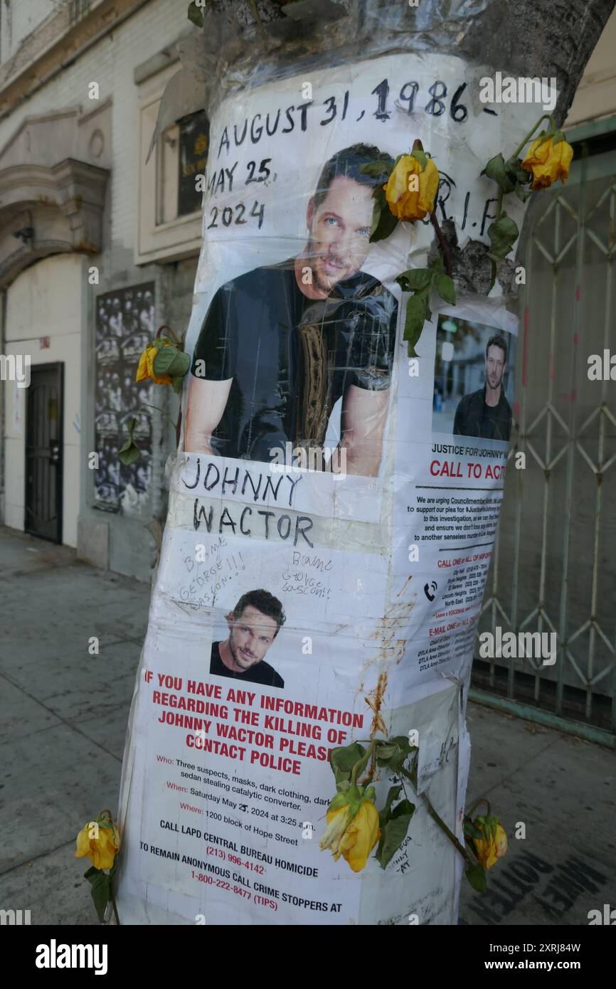 Los Angeles, California, USA 9th August 2024 Actor Johnny Wactor Murder Location and Memorial ...