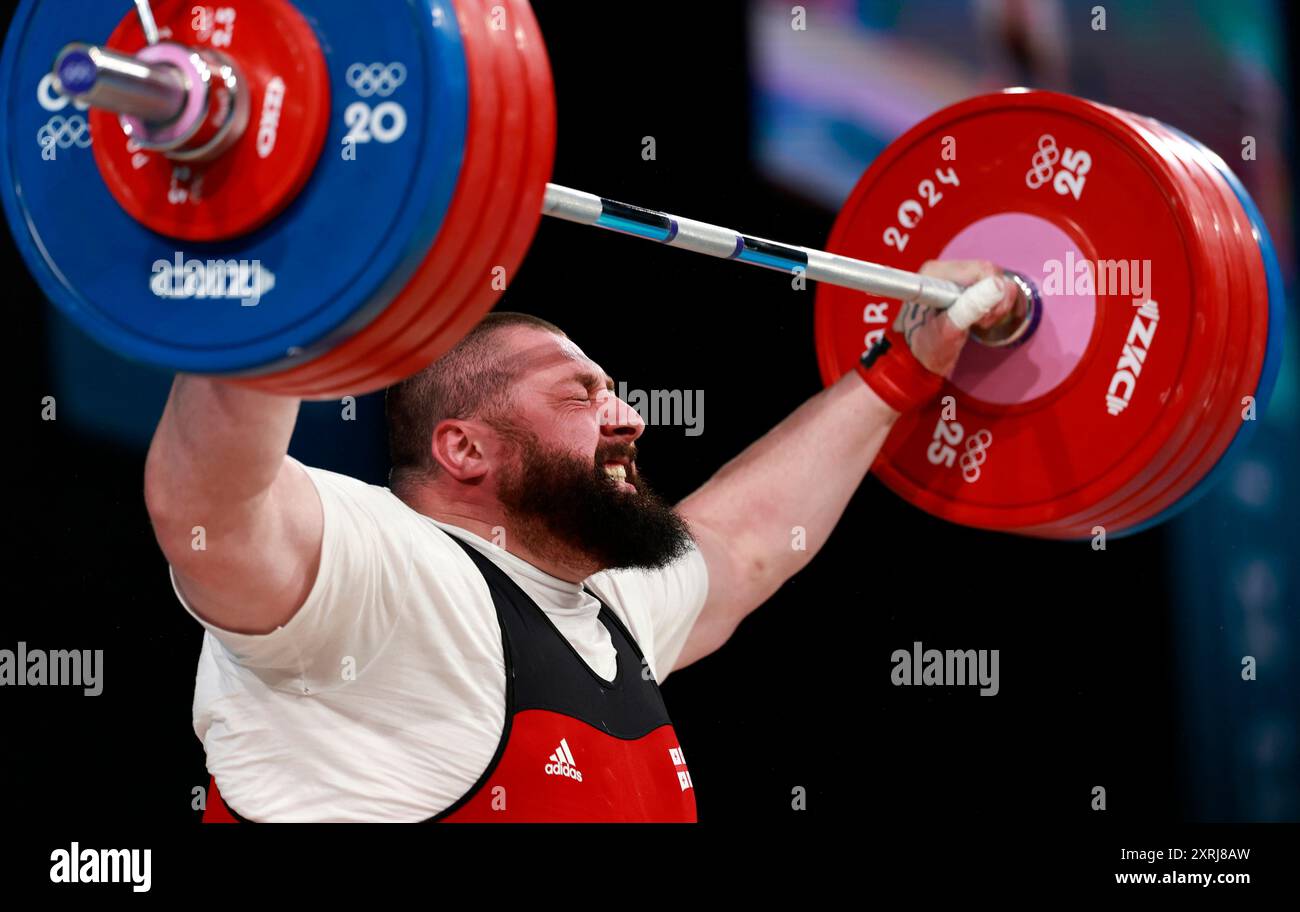 Paris, France. 10th Aug, 2024. Lasha Talakhadze of Georgia competes ...