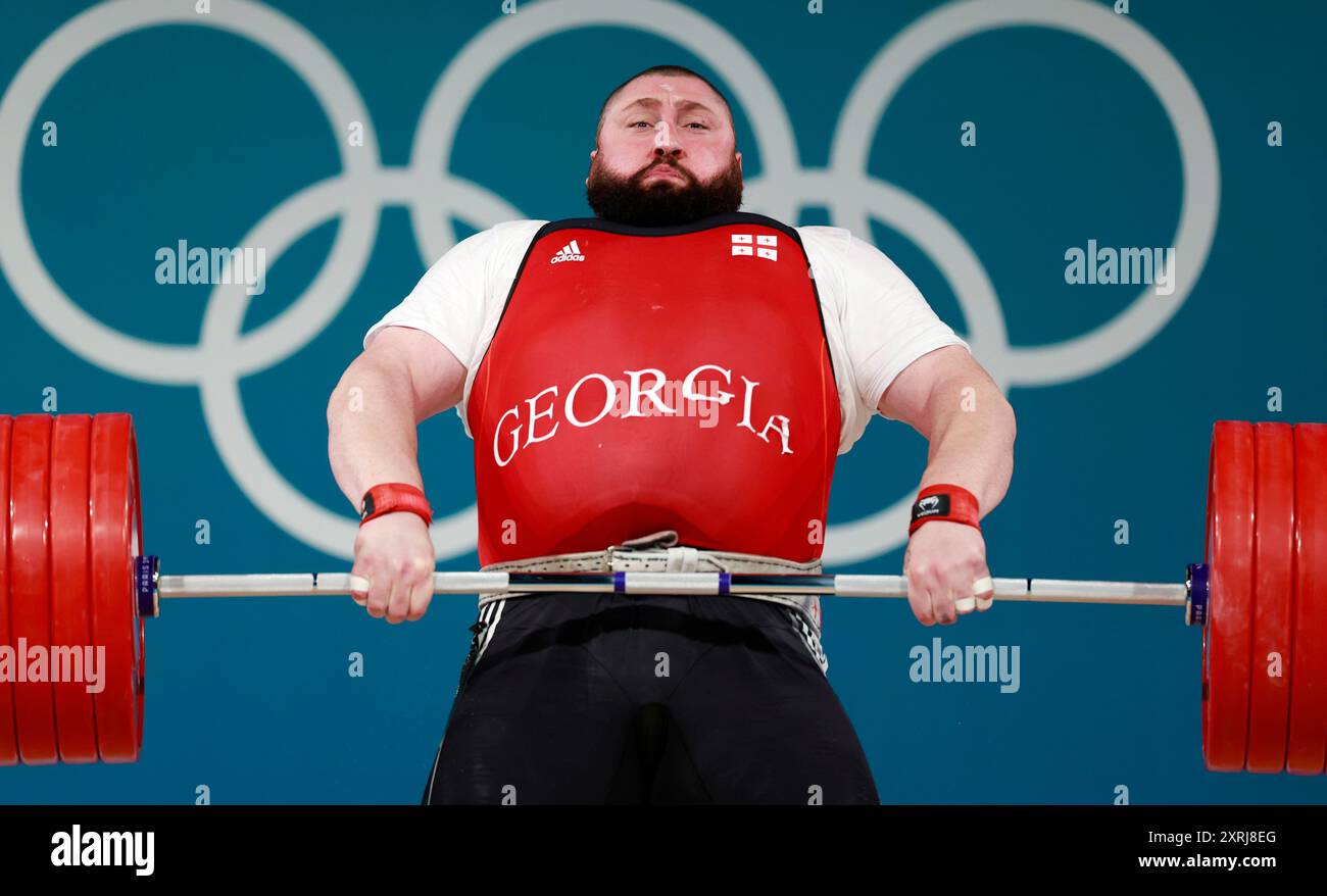 Paris, France. 10th Aug, 2024. Lasha Talakhadze of Georgia competes ...