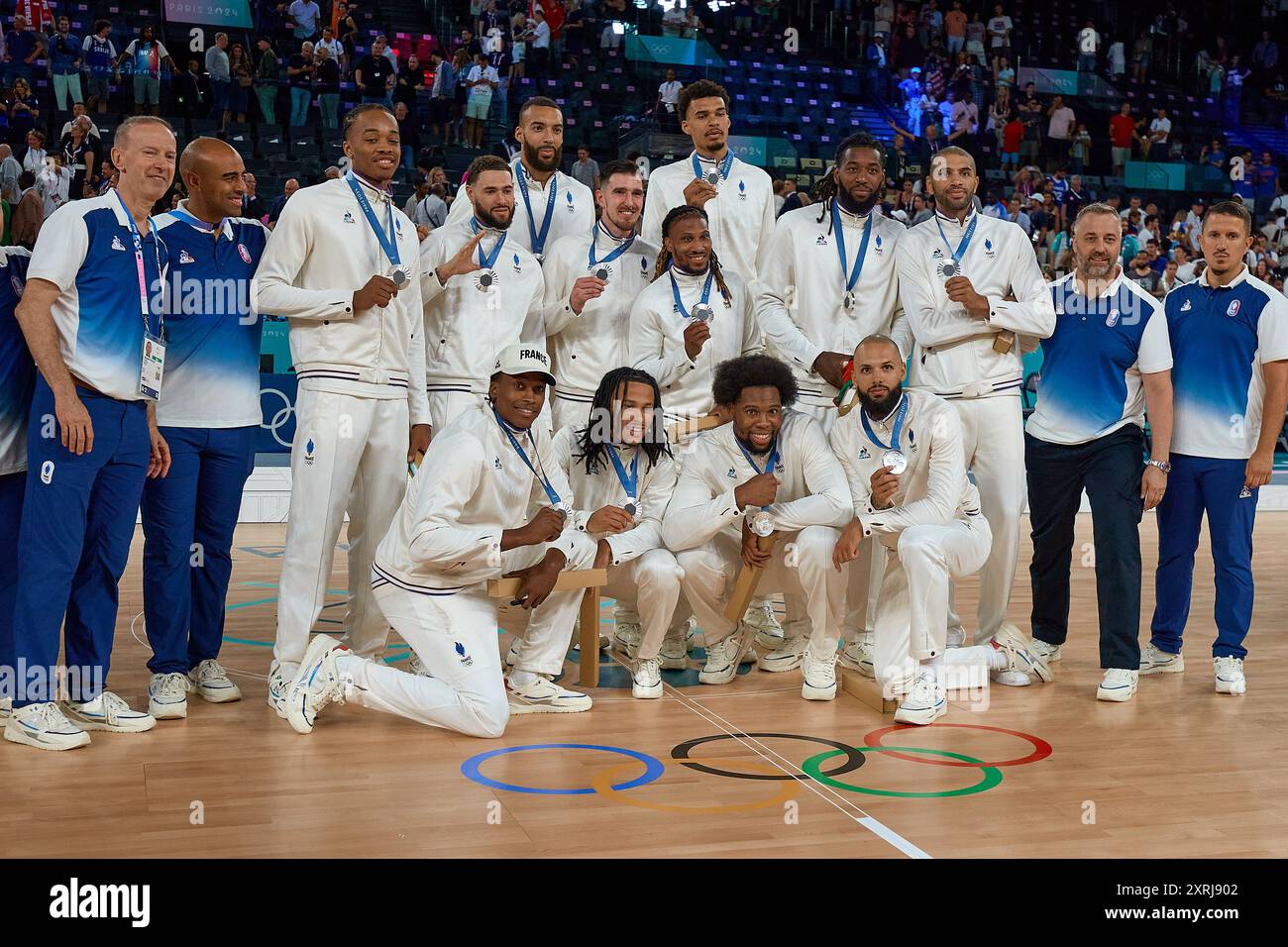Paris, France. 11th Aug, 2024. French Team, Silver Medal, Basketball ...