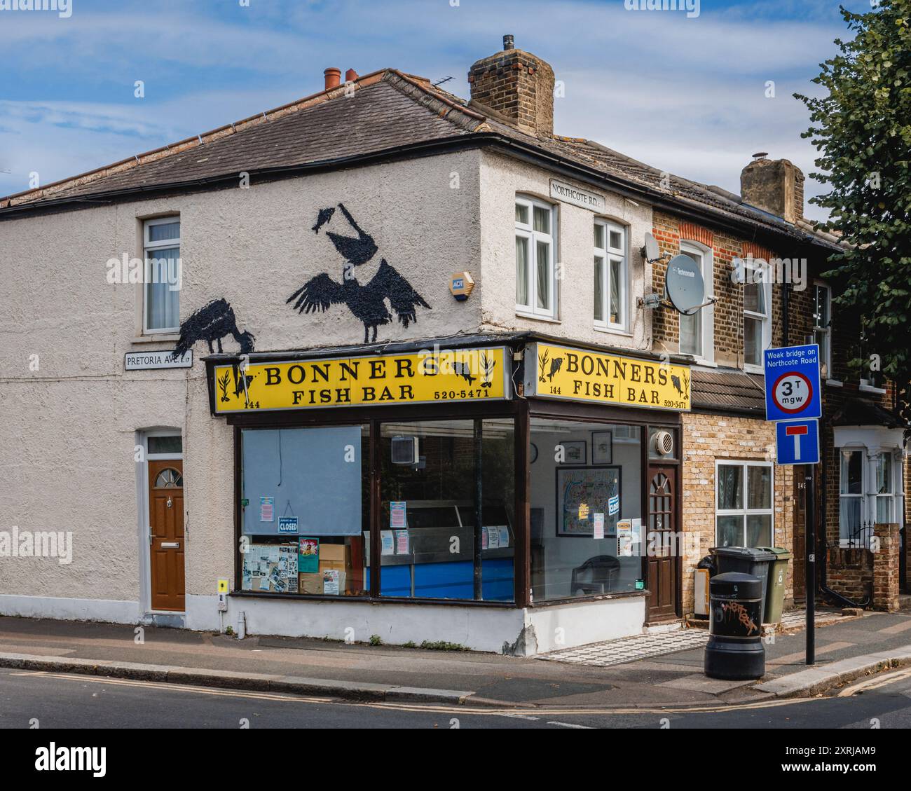 Pelicans at Bonners Fish Bar: Part of Banksy's London animal series in ...