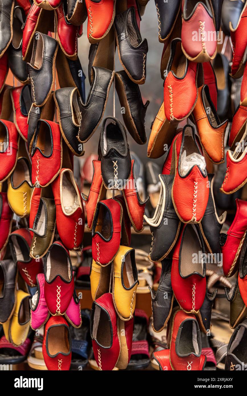 Traditional turkish leather shoes named yemeni. Colorful handmade ...