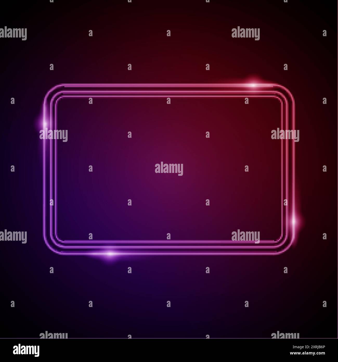 Neon Frame with Glow and Sparkles. Electronic Luminous Rectangle Frame ...