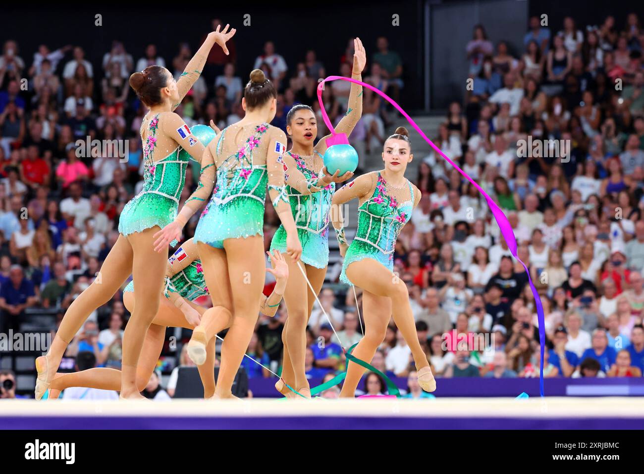 Paris, France. 10th Aug, 2024. France team group (FRA) Rhythmic ...