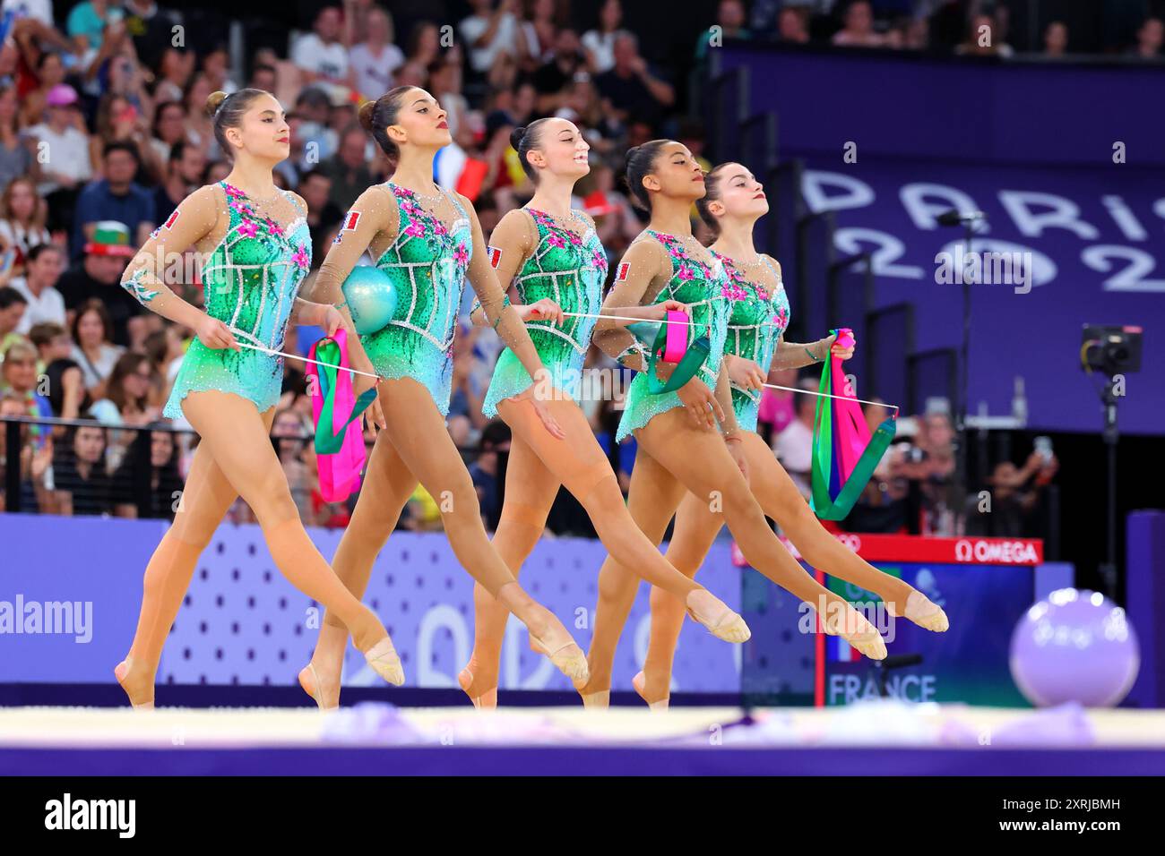 Paris, France. 10th Aug, 2024. France team group (FRA) Rhythmic ...