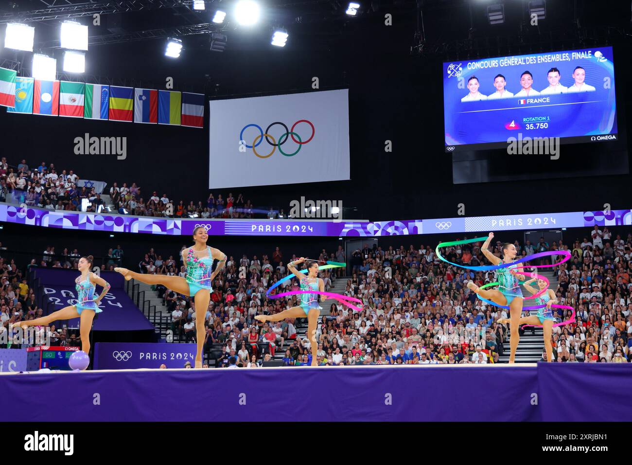 Paris, France. 10th Aug, 2024. France team group (FRA) Rhythmic ...
