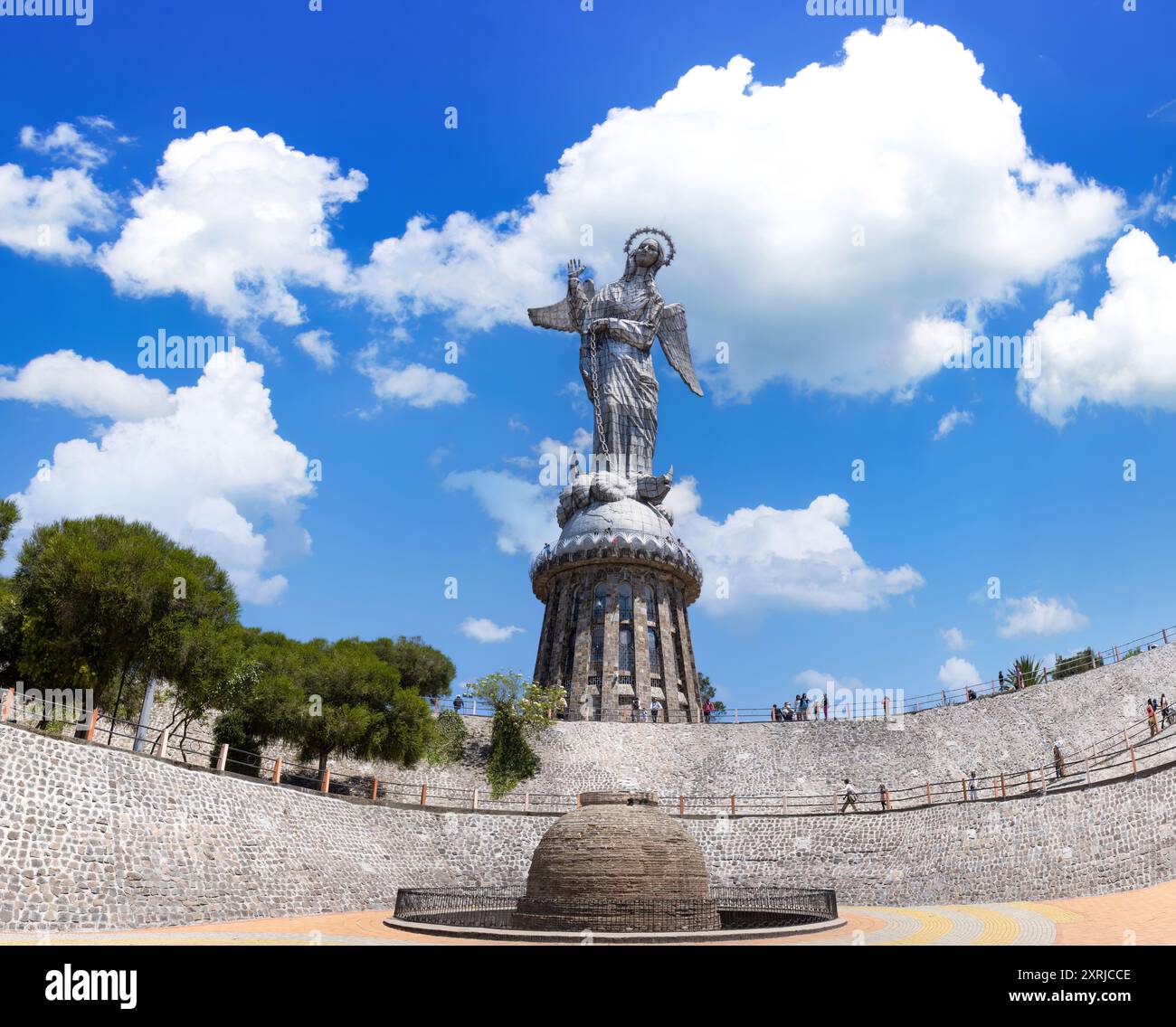 Ecuador, Quito lookout of the statue of Virgin of Panecillo. Scenic ...