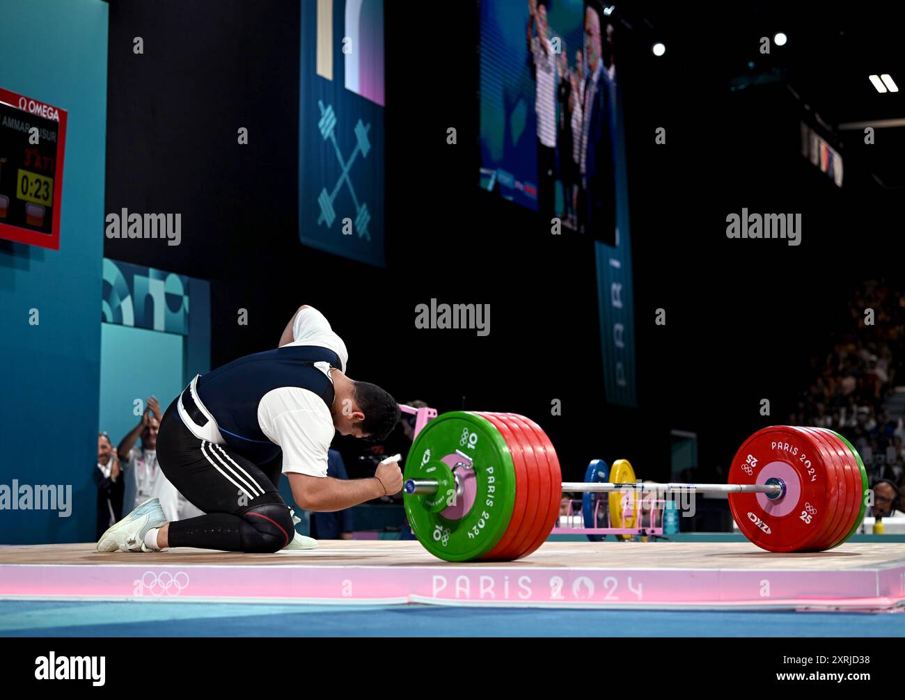 Paris, France. 10th Aug, 2024. Ali Ammar Yusur Rubaiawi of Iraq reacts ...