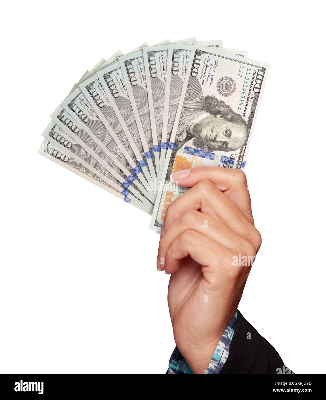 Female Hand Holding One Thousand U.S. Dollars in One Hundred Dollar ...