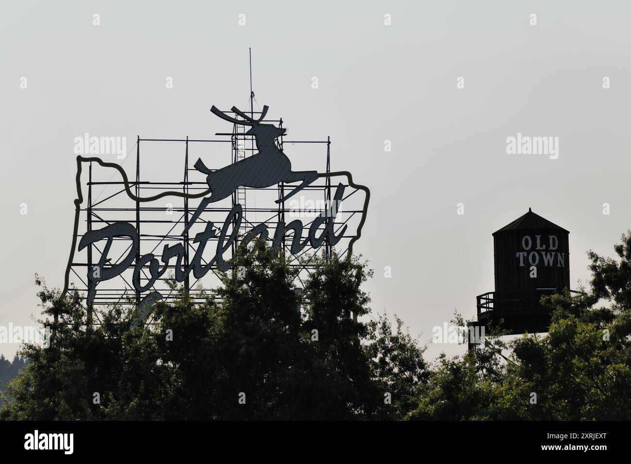 The iconic Old Town Portland Oregon neon sign Stock Photo - Alamy