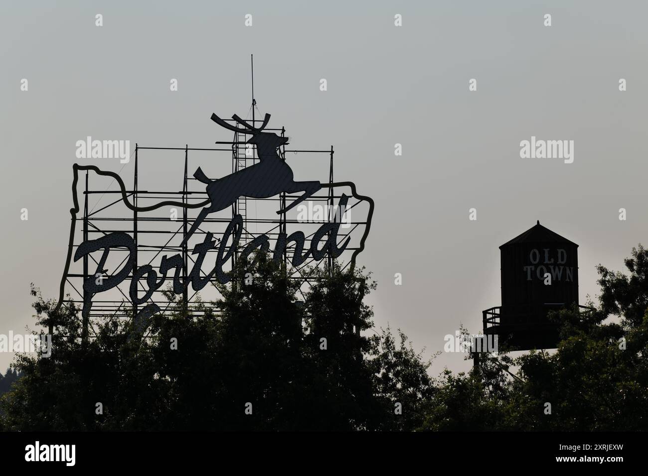 The iconic Old Town Portland Oregon neon sign Stock Photo - Alamy