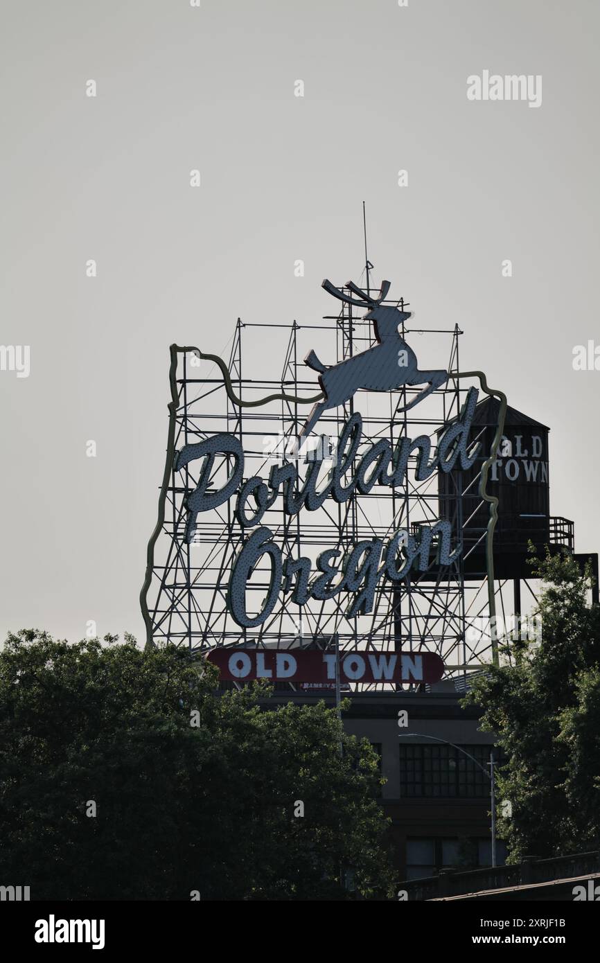 The iconic Old Town Portland Oregon neon sign Stock Photo - Alamy