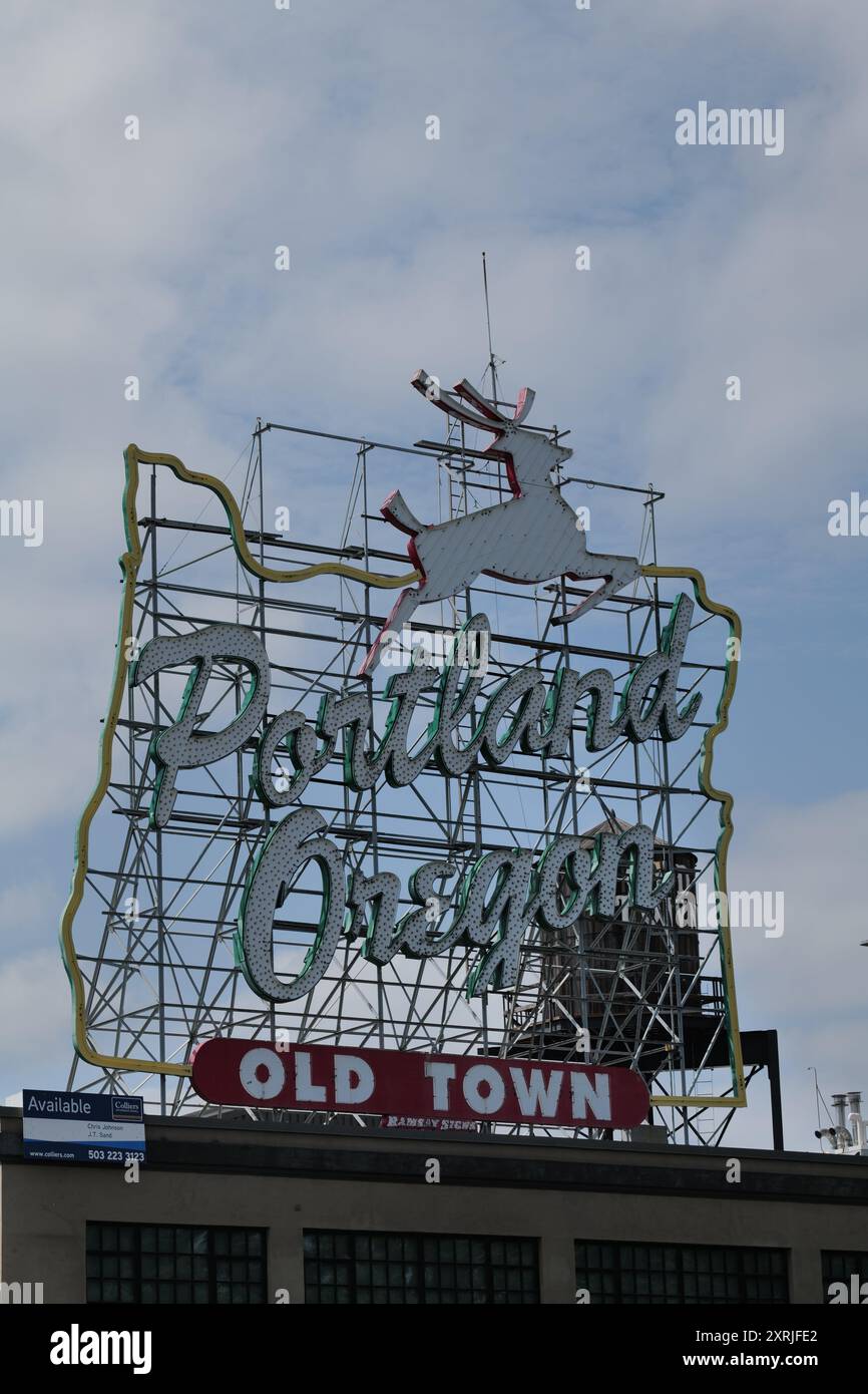 The iconic Old Town Portland Oregon neon sign Stock Photo - Alamy
