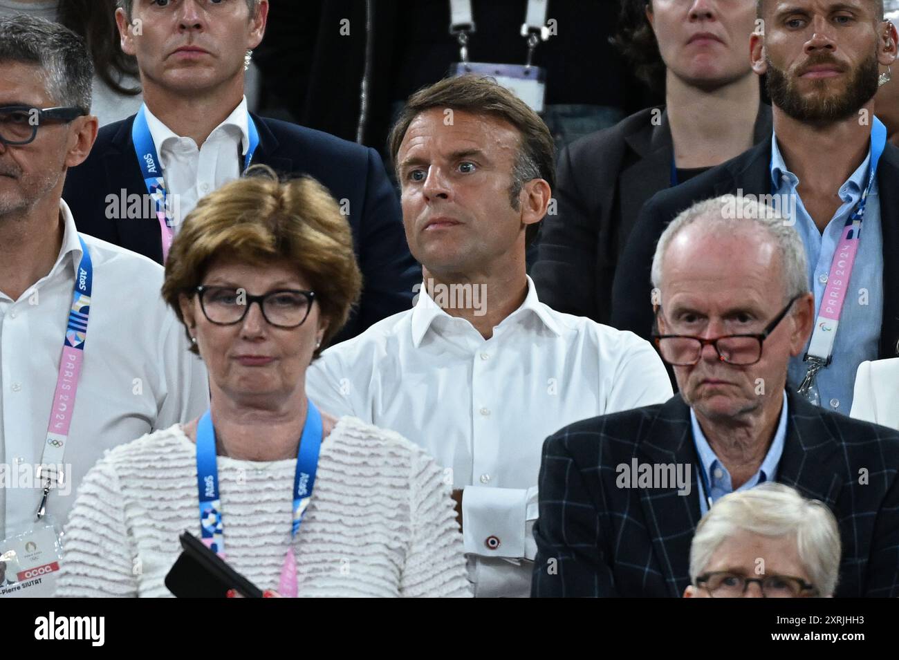 Paris, Fra. 11th Aug, 2024. French President Emmanuel Macron (c ...