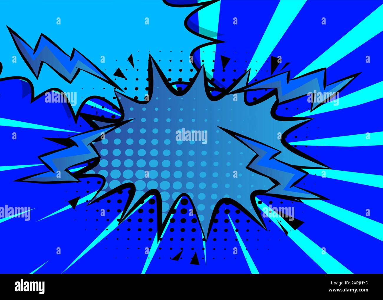 Cartoon blue background, comic book backdrop. Retro vector comics pop ...