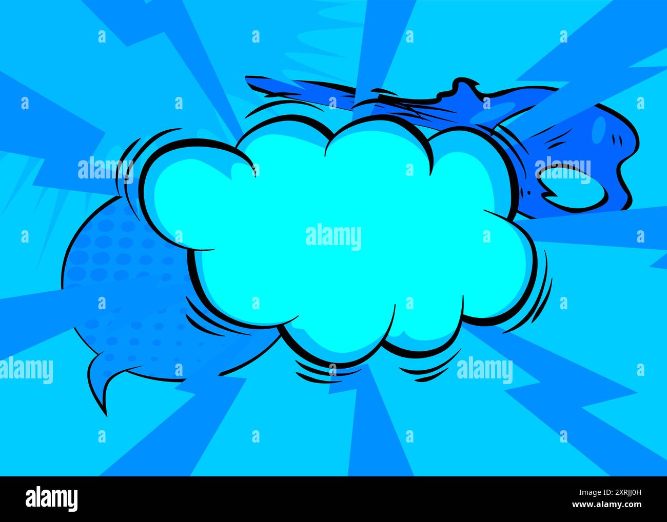 Cartoon blue background, comic book backdrop. Retro vector comics pop ...