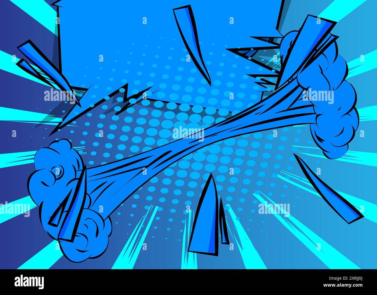 Cartoon blue background, comic book backdrop. Retro vector comics pop ...