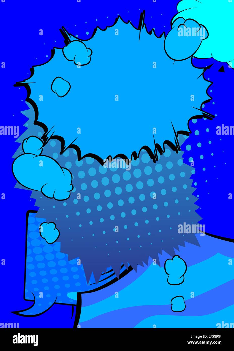 Cartoon blue background, comic book backdrop. Retro vector comics pop ...