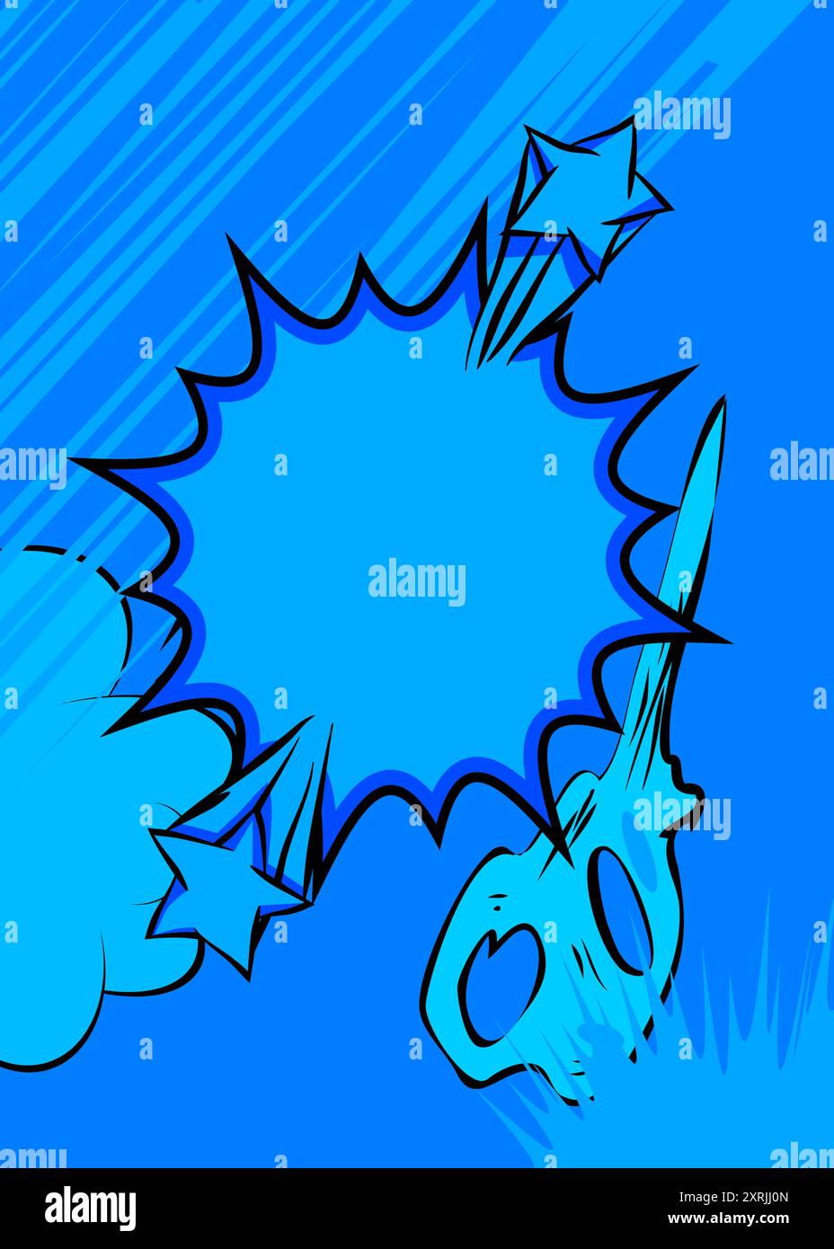 Cartoon blue background, comic book backdrop. Retro vector comics pop ...