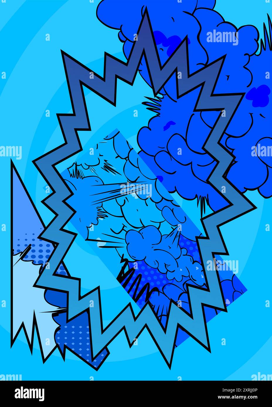 Cartoon blue background, comic book backdrop. Retro vector comics pop ...