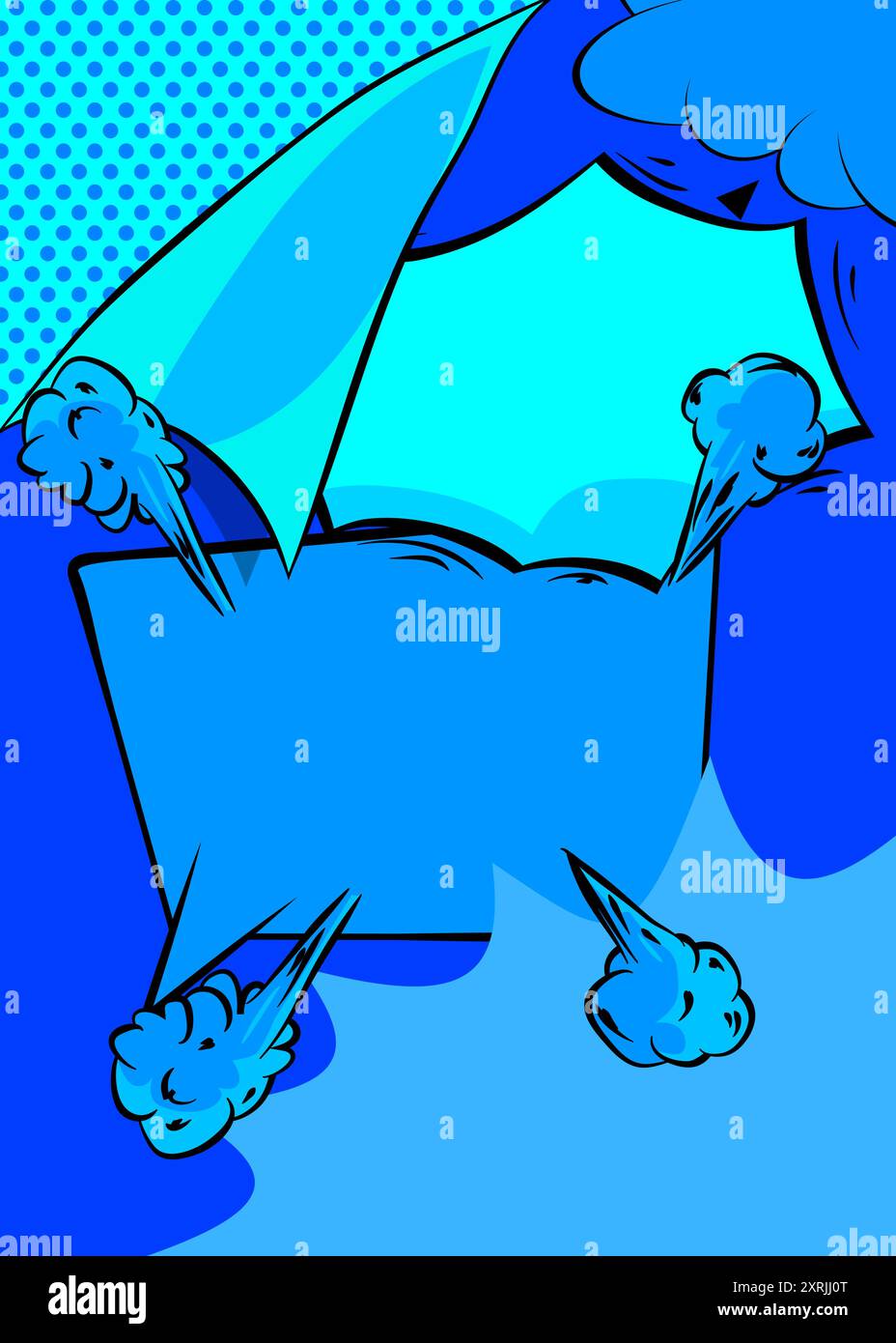 Cartoon blue background, comic book backdrop. Retro vector comics pop ...