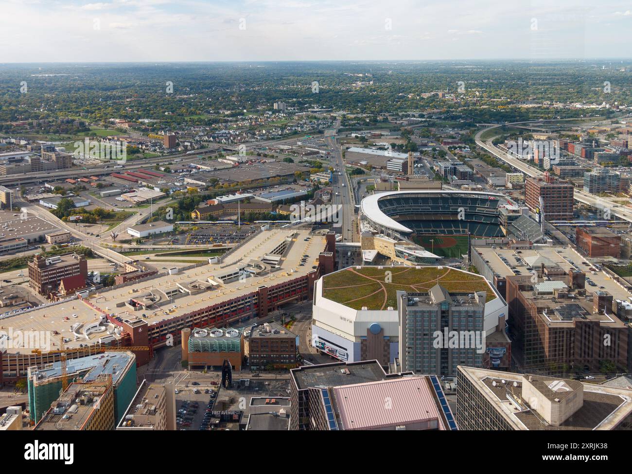The Target field baseball field stadium and the modern buildings of ...